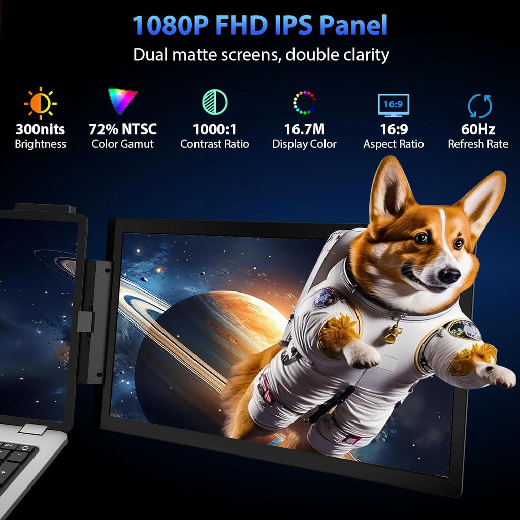 14-inch Dual-screen Portable Monitor Dell for Gaming Laptop PC ...